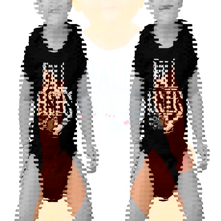 Ball Busters Funny Team Name180 Bowling Bowler Baby Onesie - Seseable